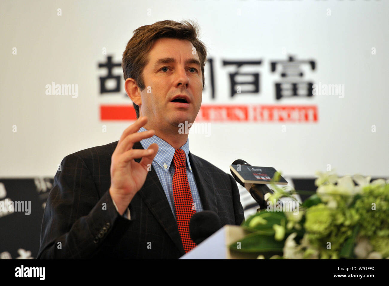 Rupert Hoogewerf, Founder and Publisher of Hurun Report Inc., speaks at ...