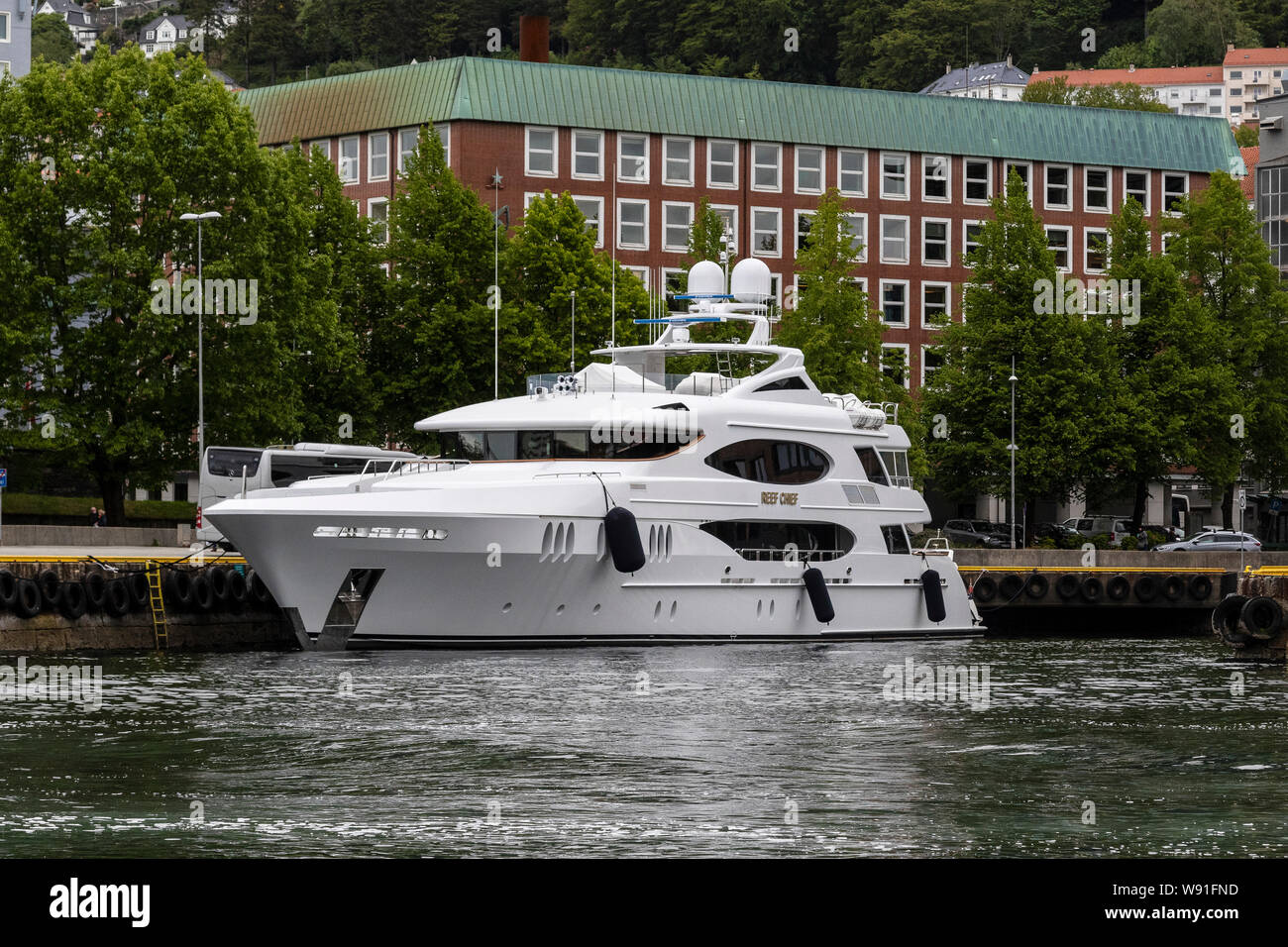 The yacht Reef Chief in the port of Bergen, Norway Stock Photo - Alamy