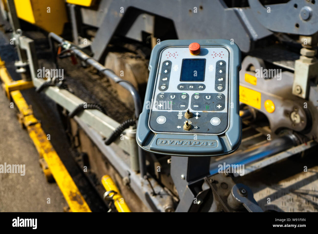 Chelyabinsk Region, Russia - August 2019. Paver control panel. Road ...