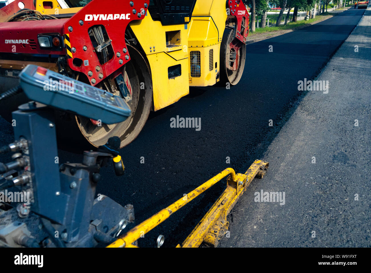 Chelyabinsk Region, Russia - August 2019. Asphalt Roller Operation ...