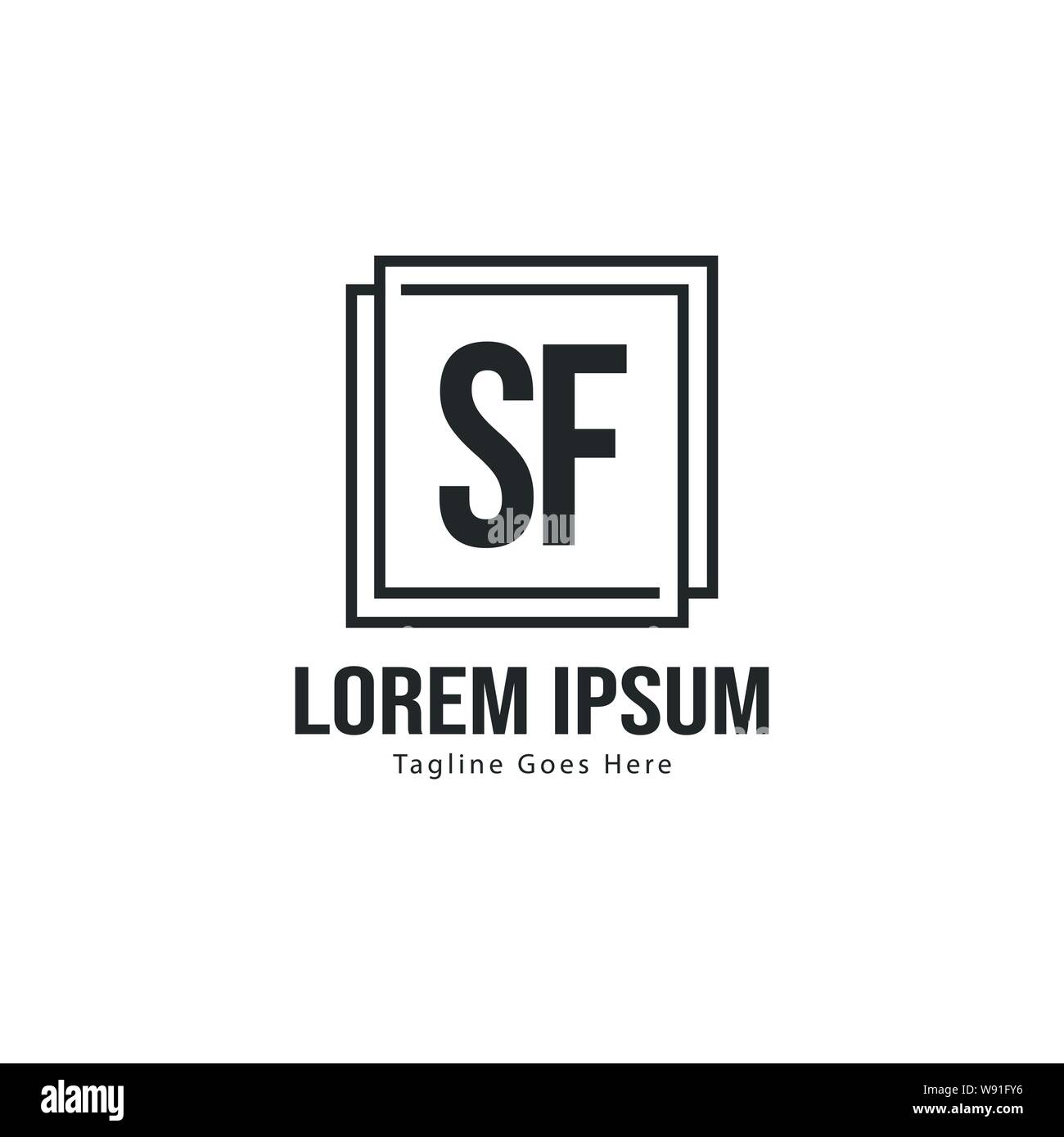 Initial SF logo template with modern frame. Minimalist SF letter logo ...