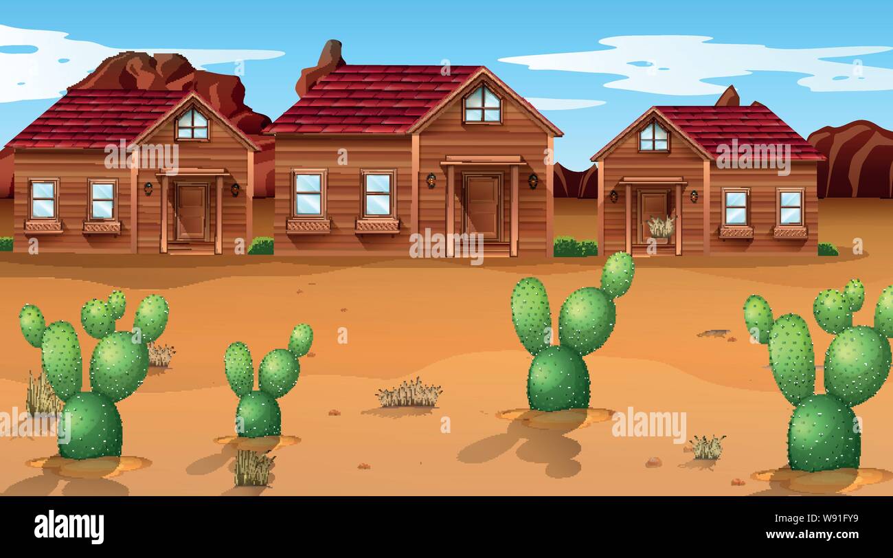Western desert themed scene in nature illustration Stock Vector Image ...