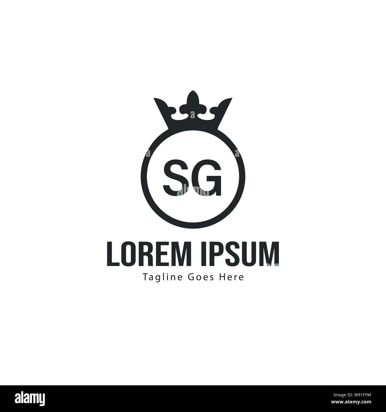 Initial SG logo template with modern frame. Minimalist SG letter logo ...