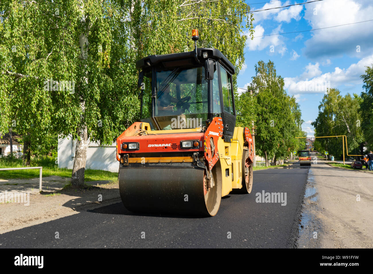 Chelyabinsk Region, Russia - August 2019. Asphalt Roller Operation ...