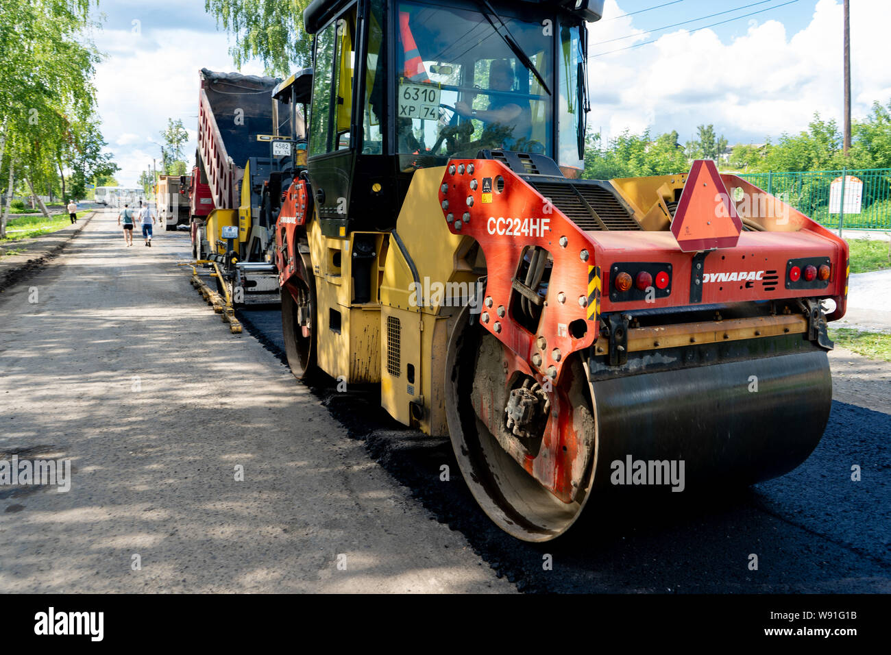 Chelyabinsk Region, Russia - August 2019. Asphalt Roller Operation ...