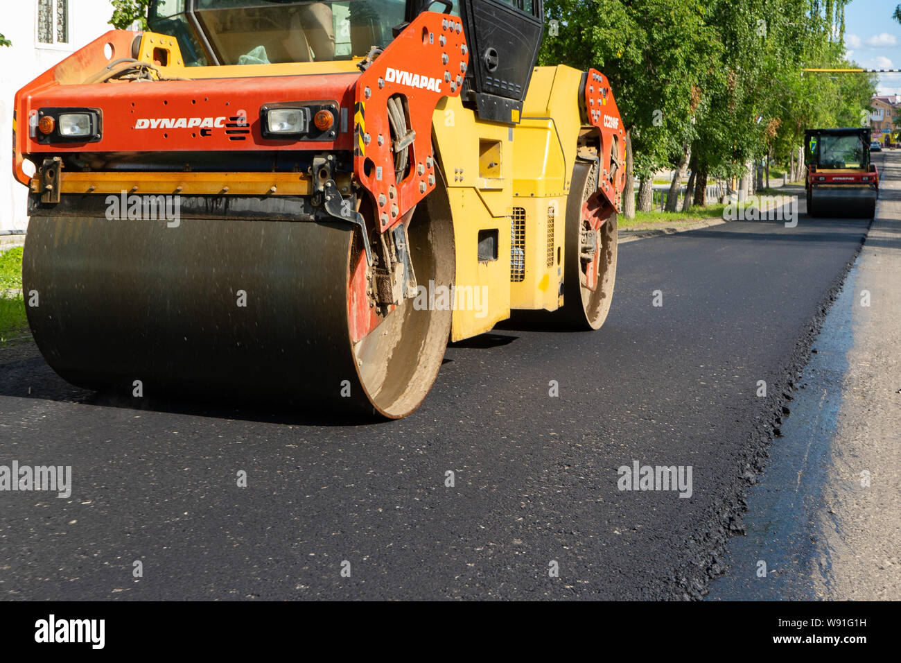 Chelyabinsk Region, Russia - August 2019. Asphalt Roller Operation ...