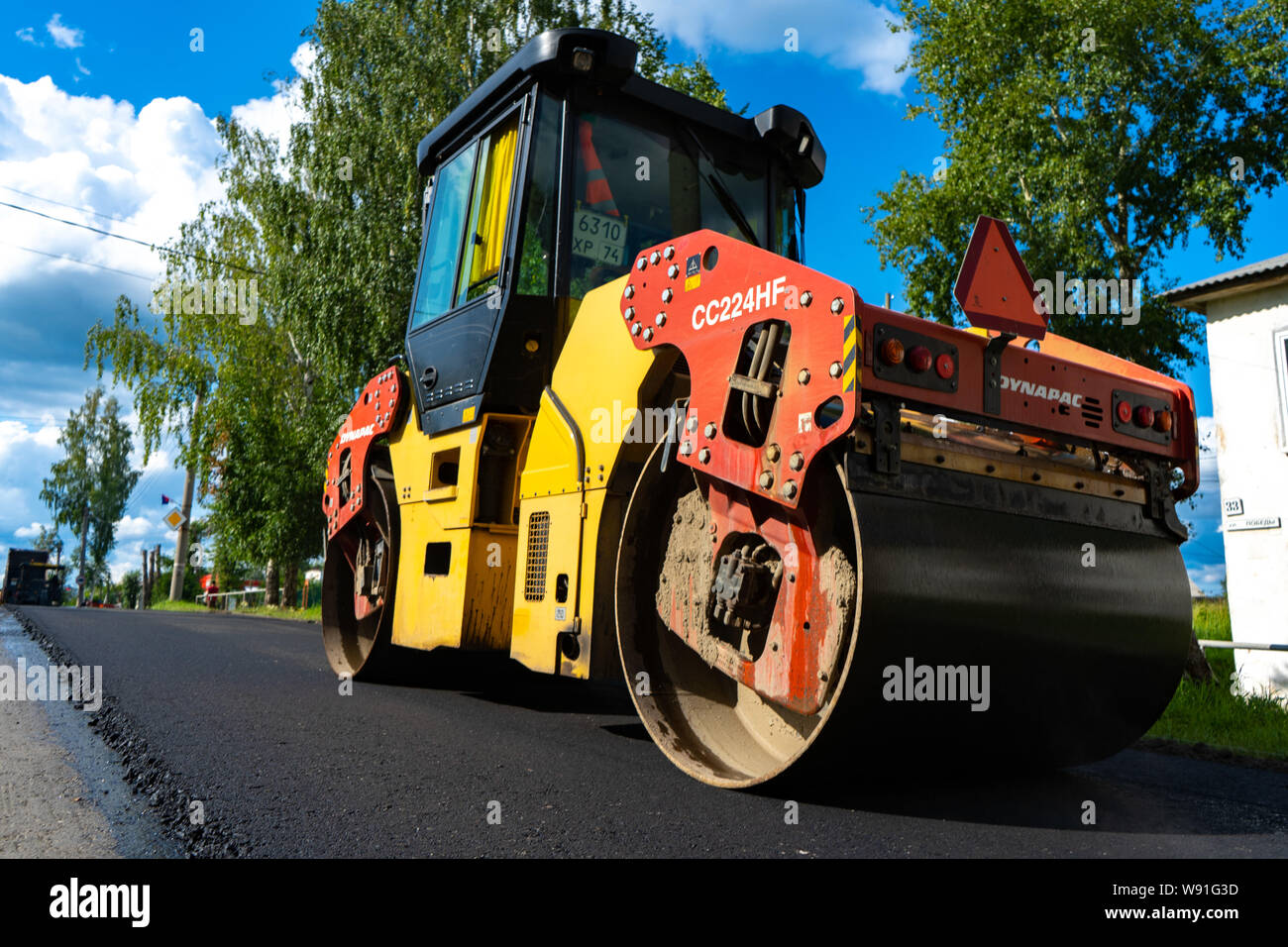 Chelyabinsk Region, Russia - August 2019. Asphalt Roller Operation ...