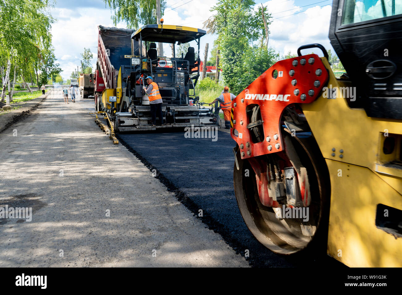 Chelyabinsk Region, Russia - August 2019. Asphalt Roller Operation ...