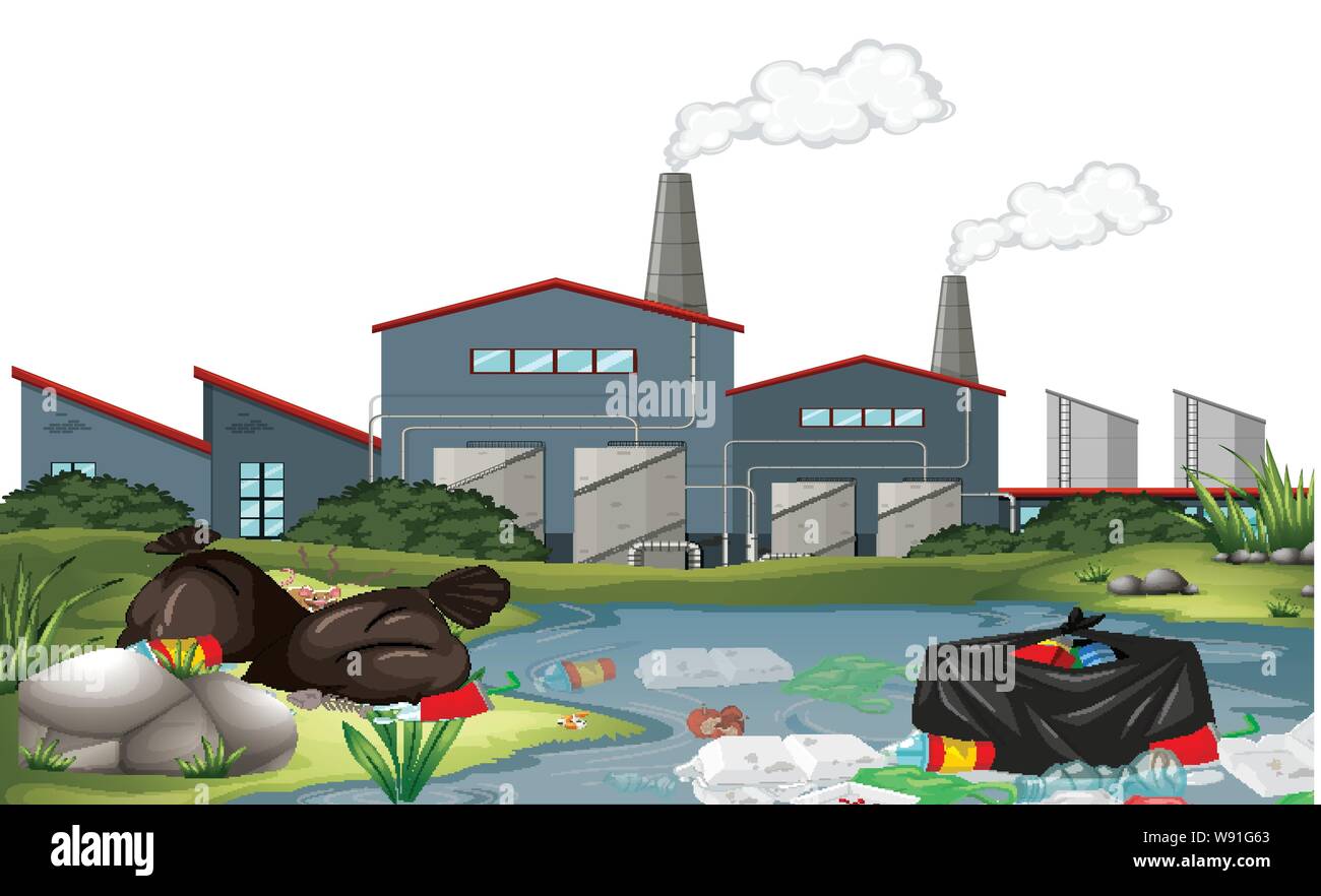 Polluted park scene with factory illustration Stock Vector Image & Art ...
