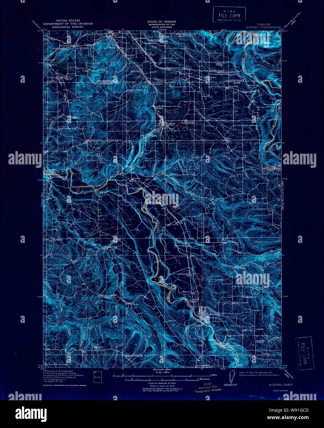 USGS Topo Map Oregon Boring 282271 1914 62500 Inverted Restoration ...