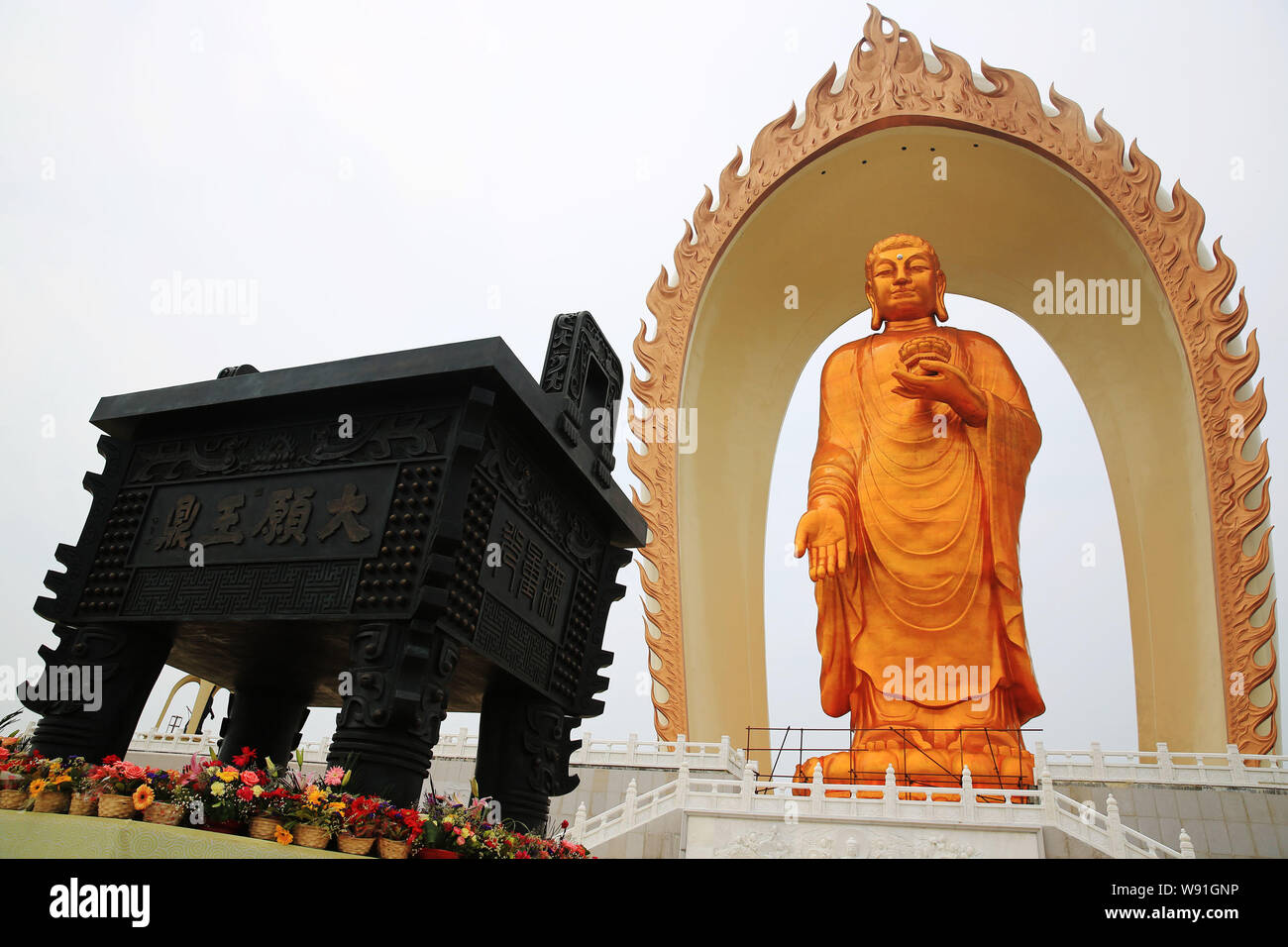 View of the worlds tallest Buddha statue, Donglin Buddha after it got ...