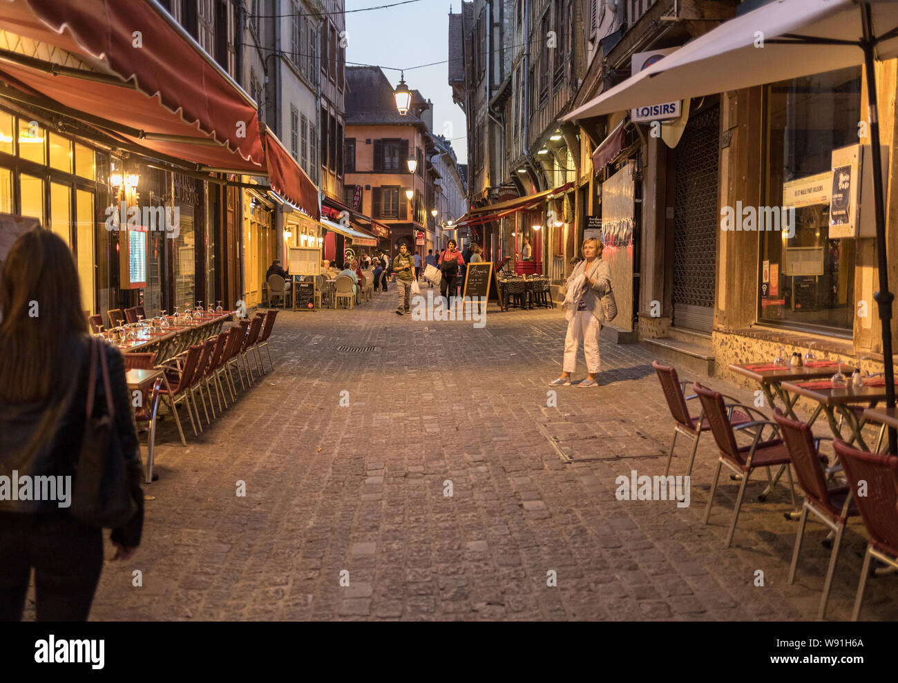 Troyes, France - August 31, 2018: Tourists exploring the streets of ...