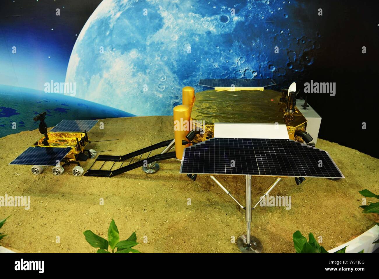 A model of the moon rover Yutu (Jade Rabbit) which will be carried by ...