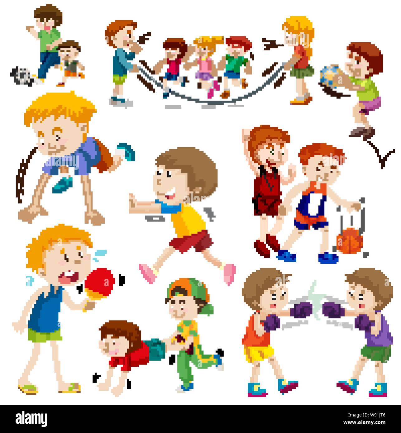 Happy children in different actions illustration Stock Vector Image ...