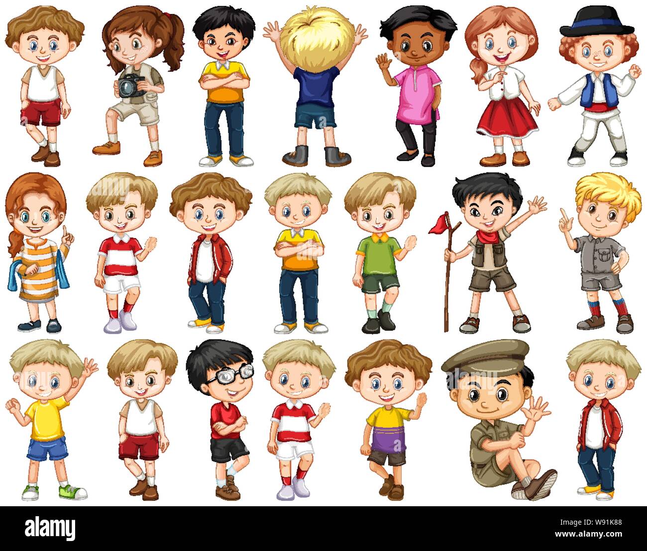 Set of happy children doing different actions illustration Stock Vector ...