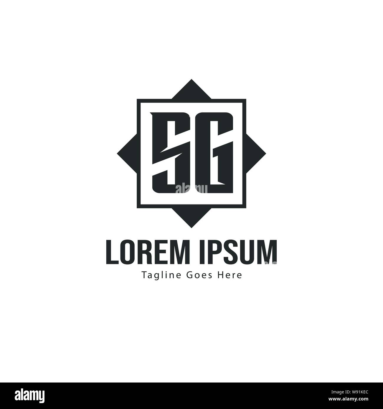 Initial SG logo template with modern frame. Minimalist SG letter logo ...