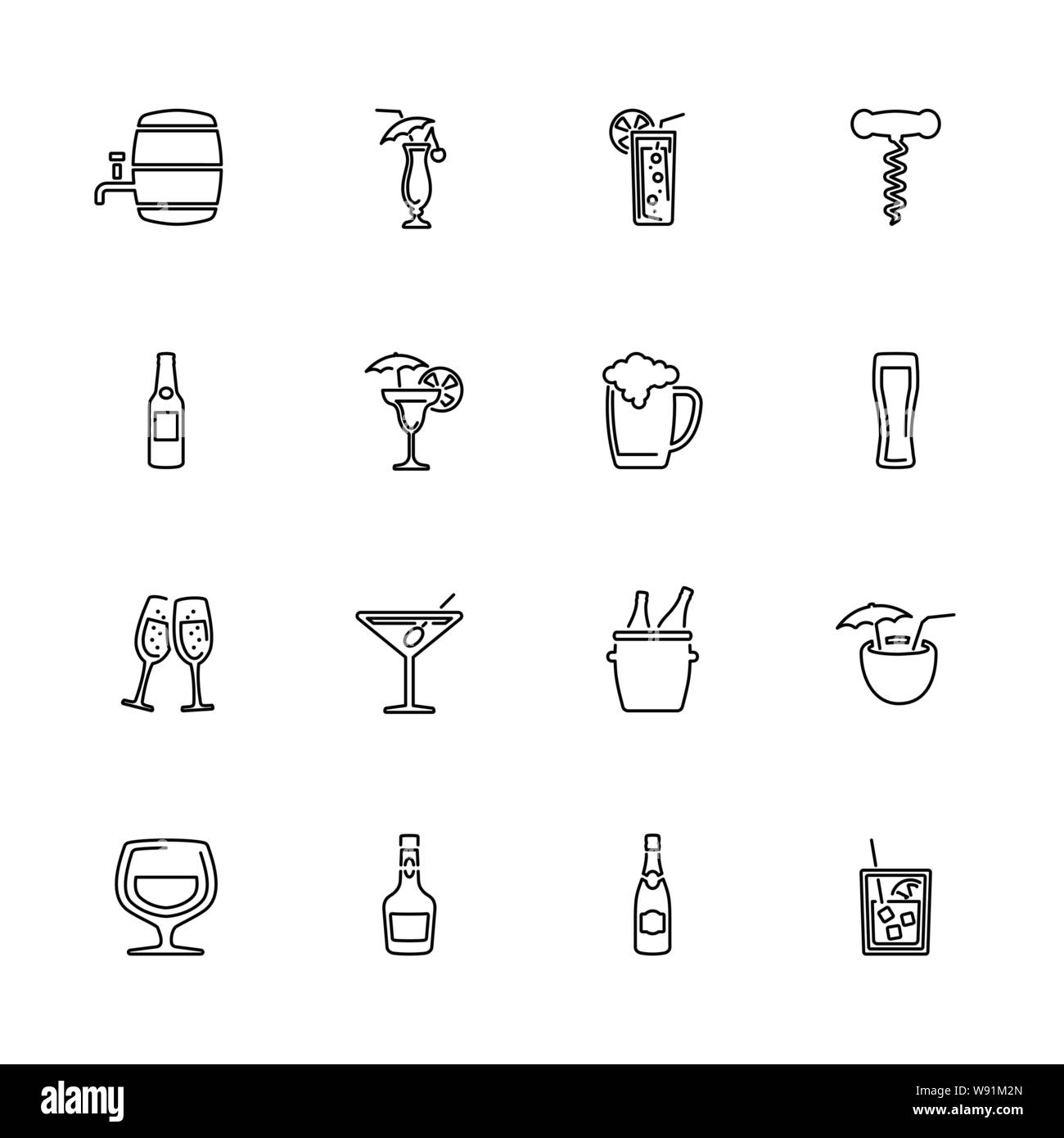 Alcoholic icons set - Black symbol on white background. Money and ...