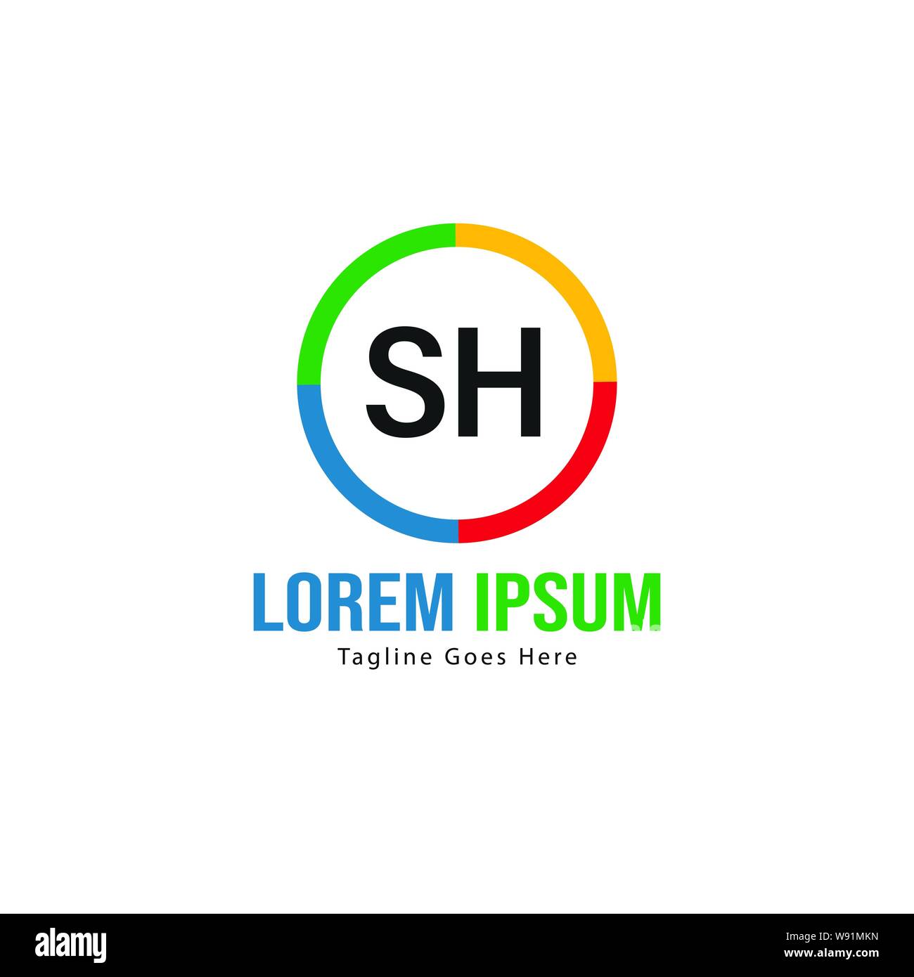 Initial SH logo template with modern frame. Minimalist SH letter logo ...