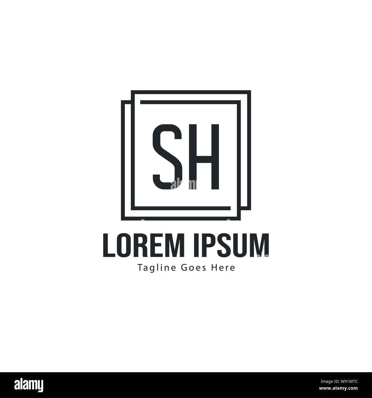 Initial SH logo template with modern frame. Minimalist SH letter logo ...