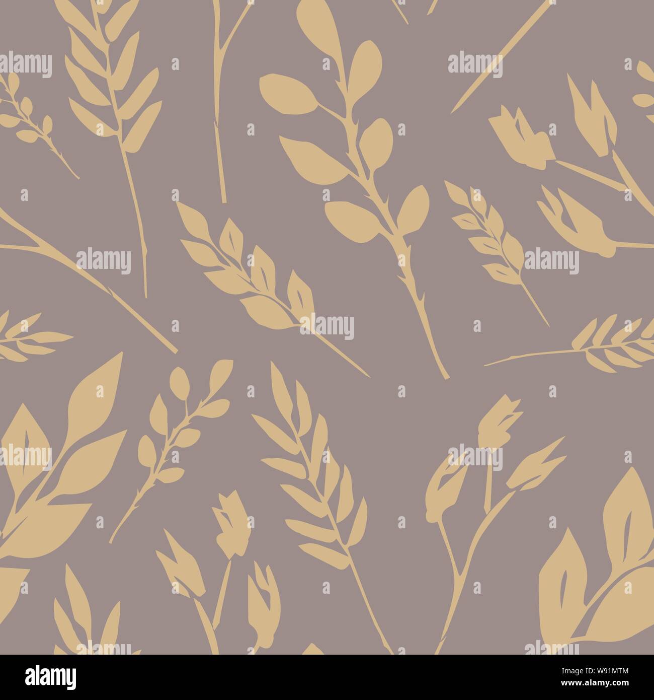 Vector seamless pattern of different yellow sprigs on gray background Stock Vector Image & Art ...