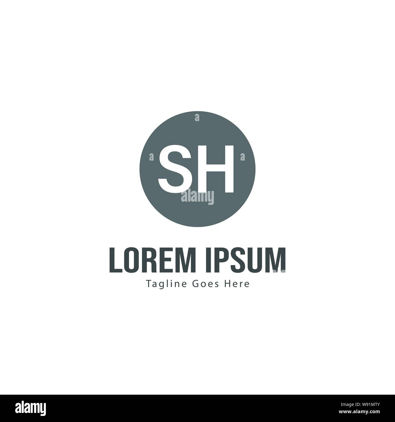 Initial SH logo template with modern frame. Minimalist SH letter logo ...