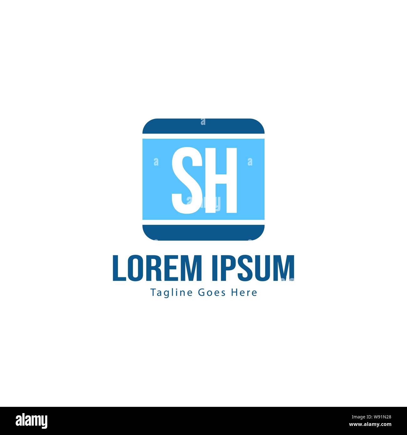 Initial SH logo template with modern frame. Minimalist SH letter logo ...