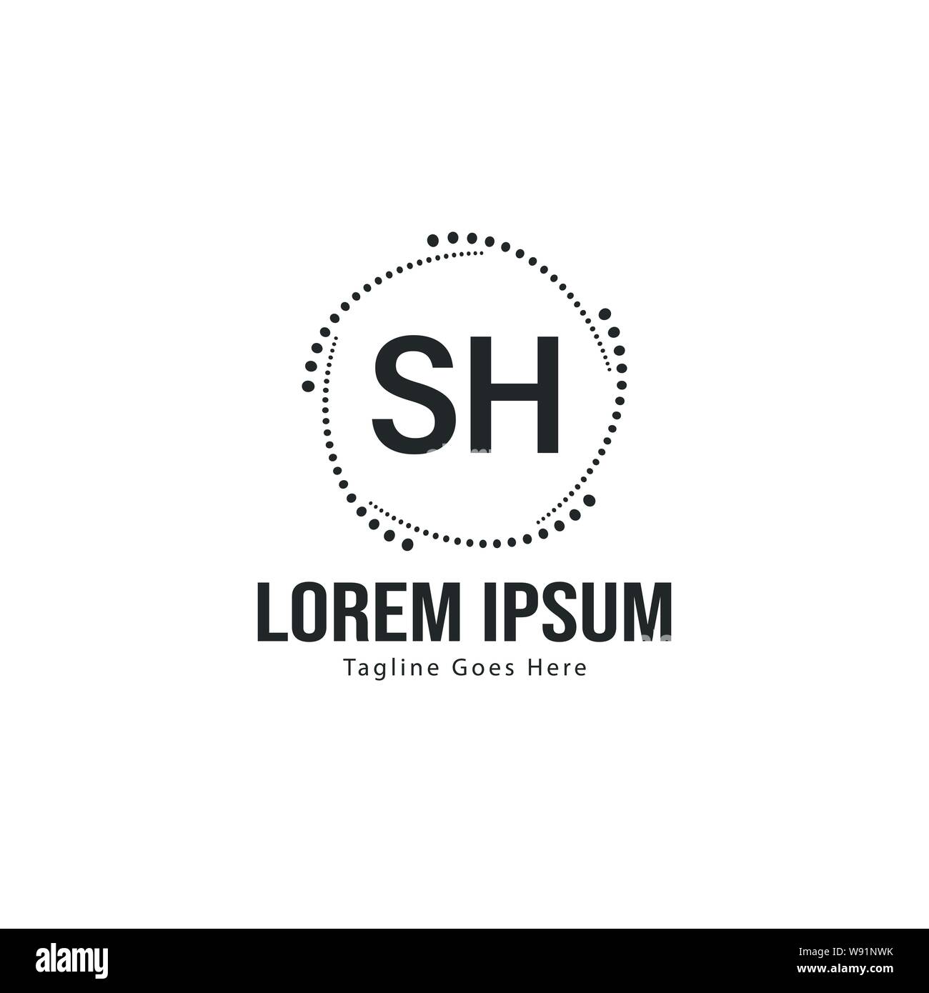 Initial SH logo template with modern frame. Minimalist SH letter logo ...