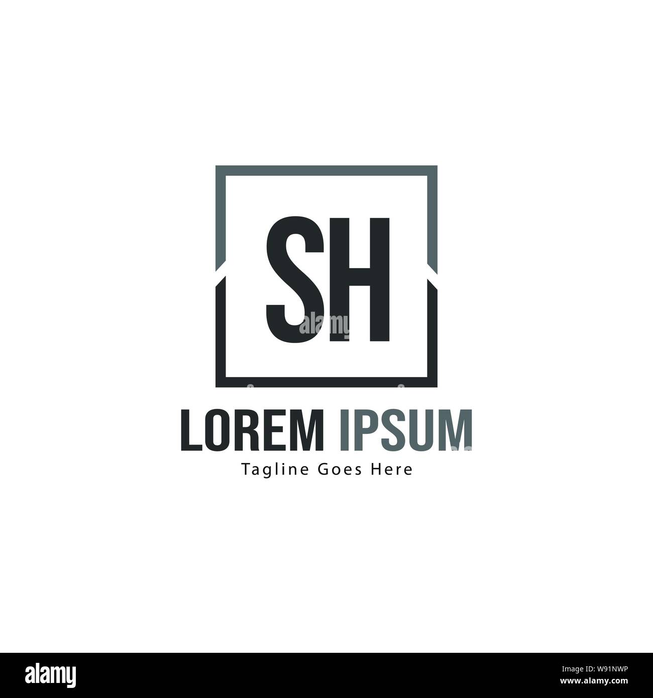 Initial SH logo template with modern frame. Minimalist SH letter logo ...