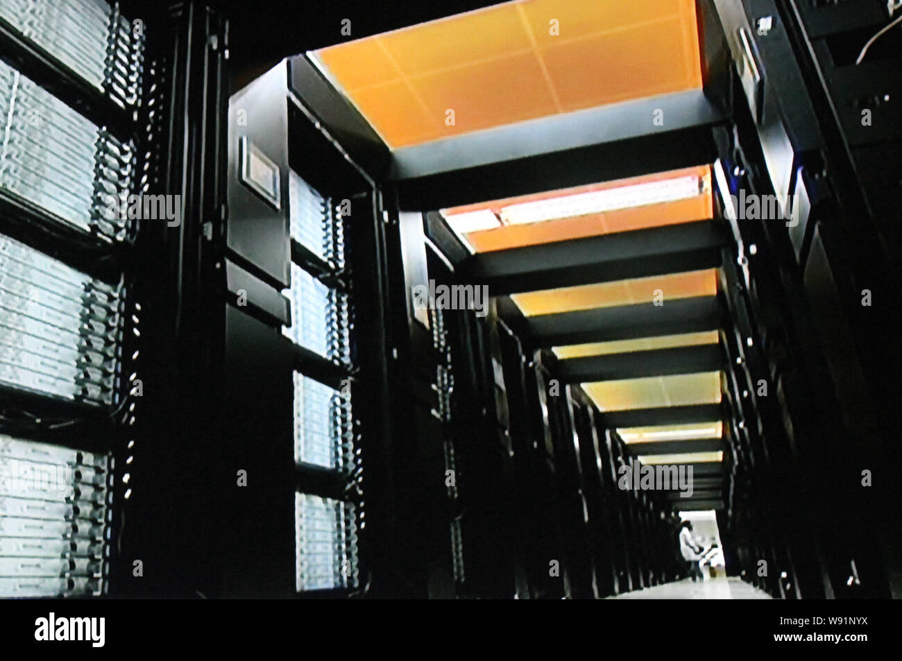 This TV grab taken on 17 June 2013 shows the Tianhe-2 supercomputer ...