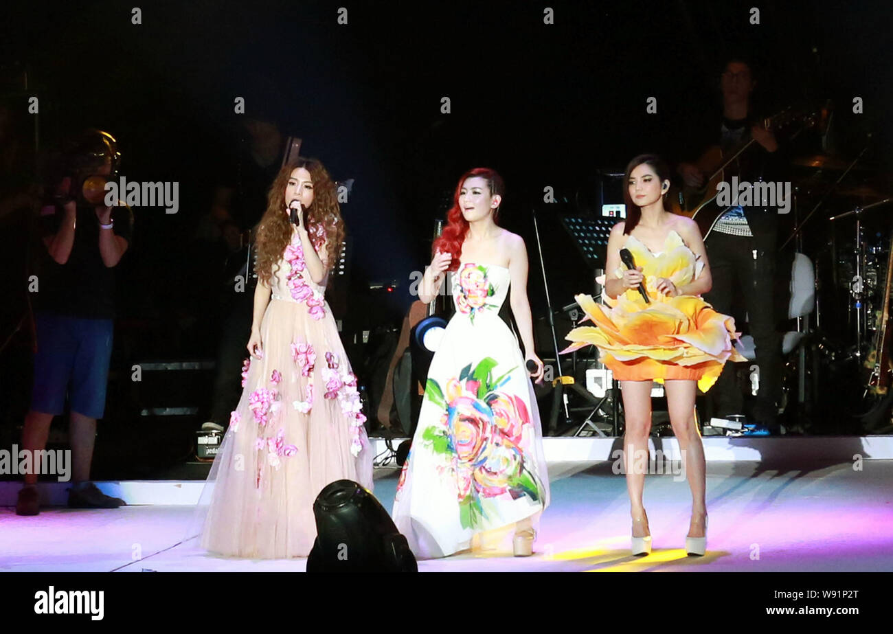 (From left) Hebe Tien, Selina Jen and Ella Chen of Taiwanese pop girl ...