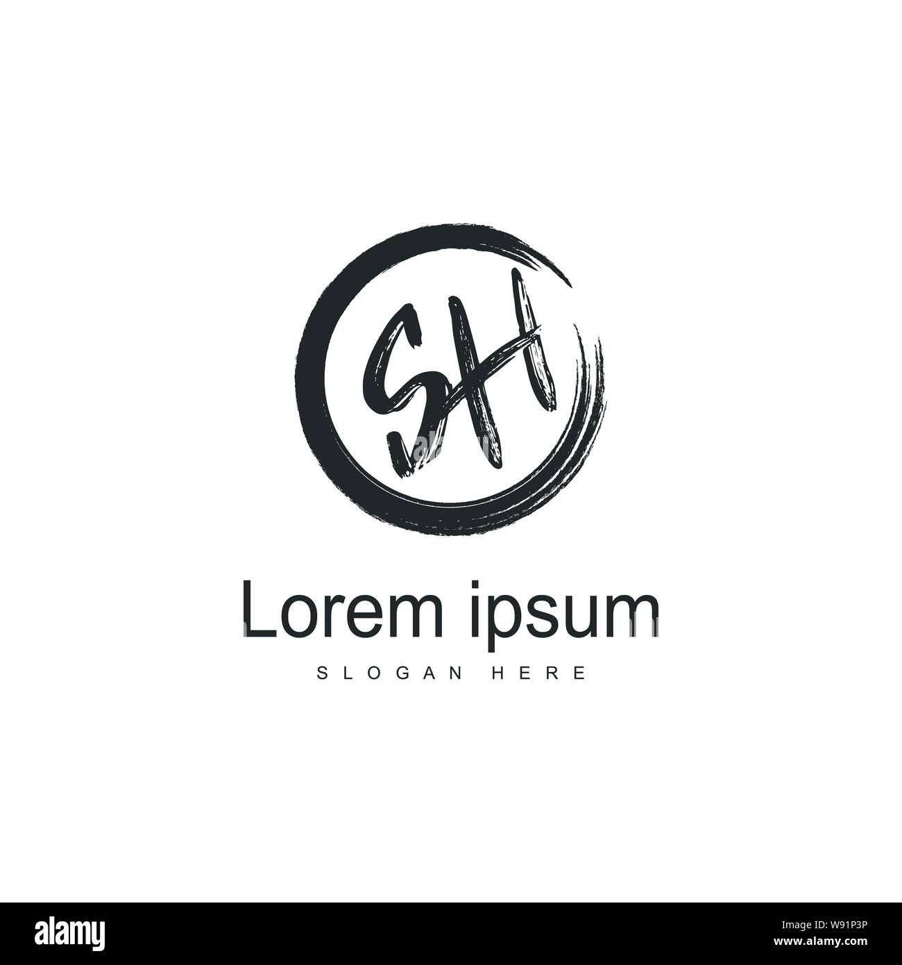 Initial SH logo template with modern frame. Minimalist SH letter logo ...
