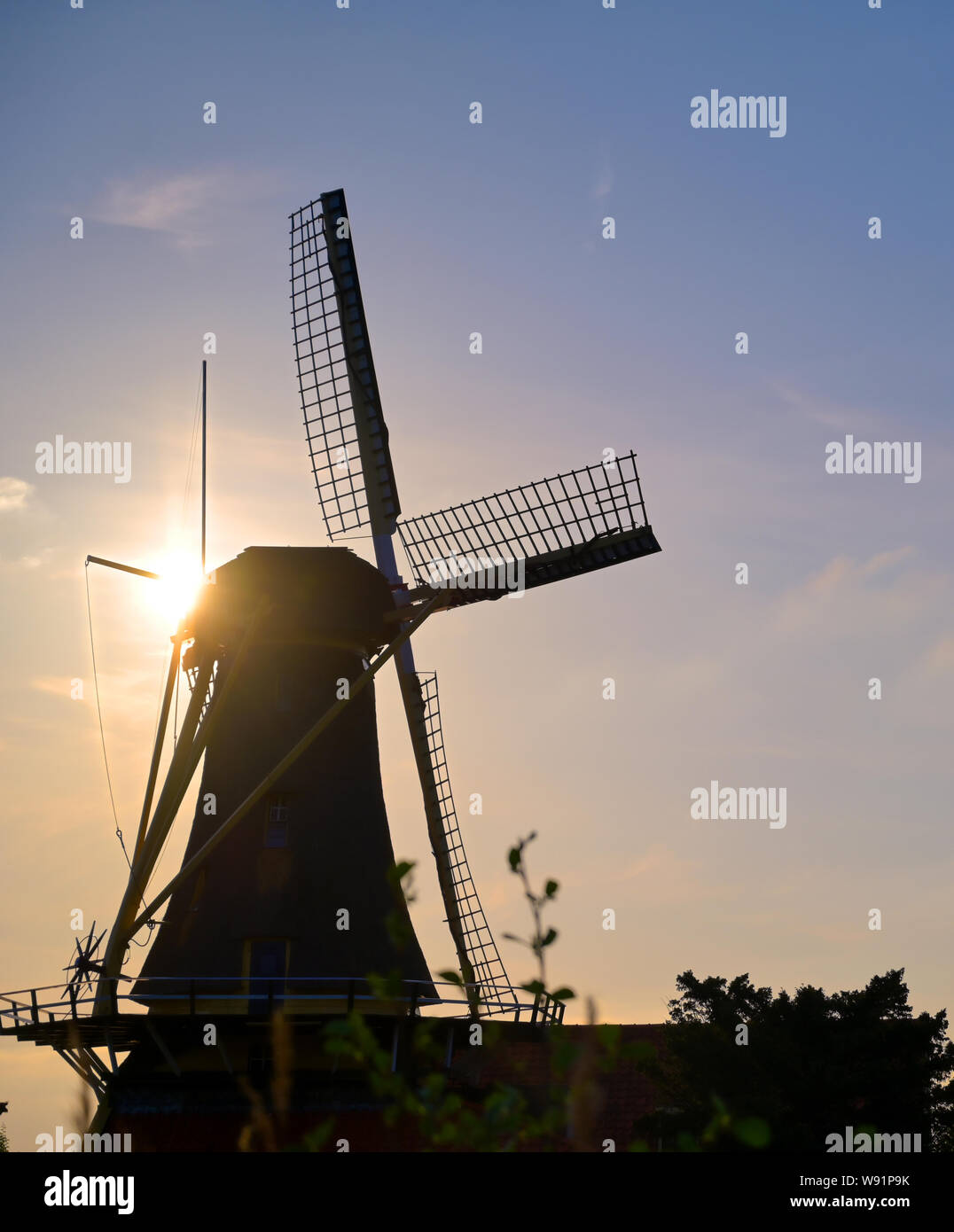 Historic windmills located in Kralingen Lake in Rotterdam, the ...