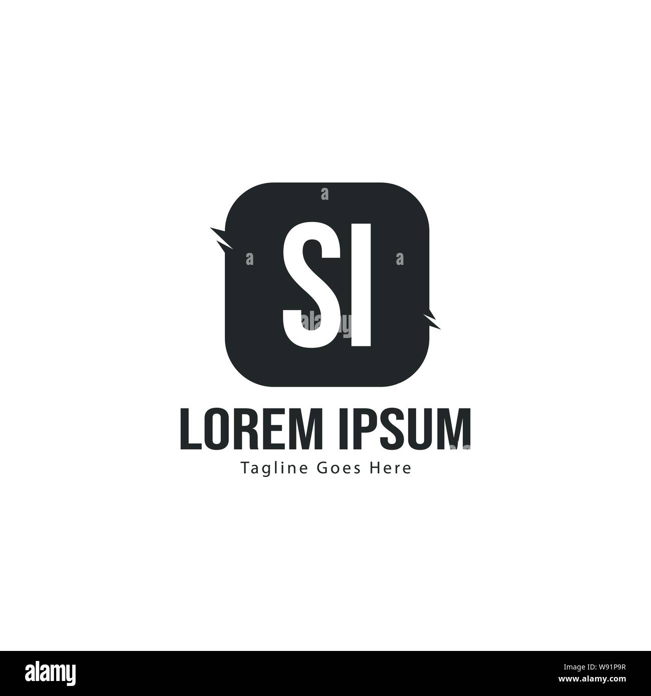 Initial SI logo template with modern frame. Minimalist SI letter logo ...
