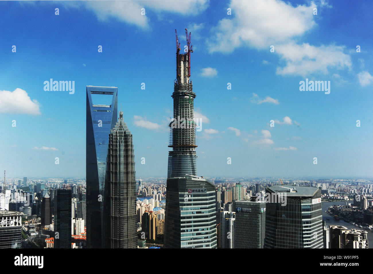 Skyline of the Lujiazui Financial District with the Shanghai Tower ...