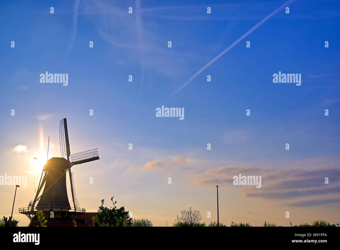 Historic windmills located in Kralingen Lake in Rotterdam, the ...