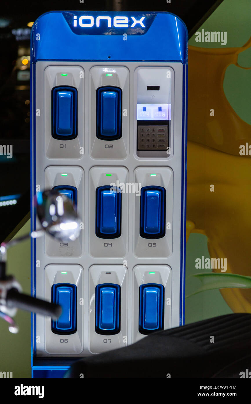 Taichung, Taiwan - August 4, 2019: Kymco IoneX battery-powered electric ...