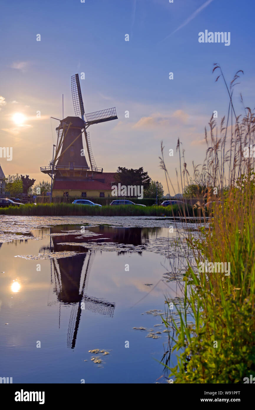Historic windmills located in Kralingen Lake in Rotterdam, the ...