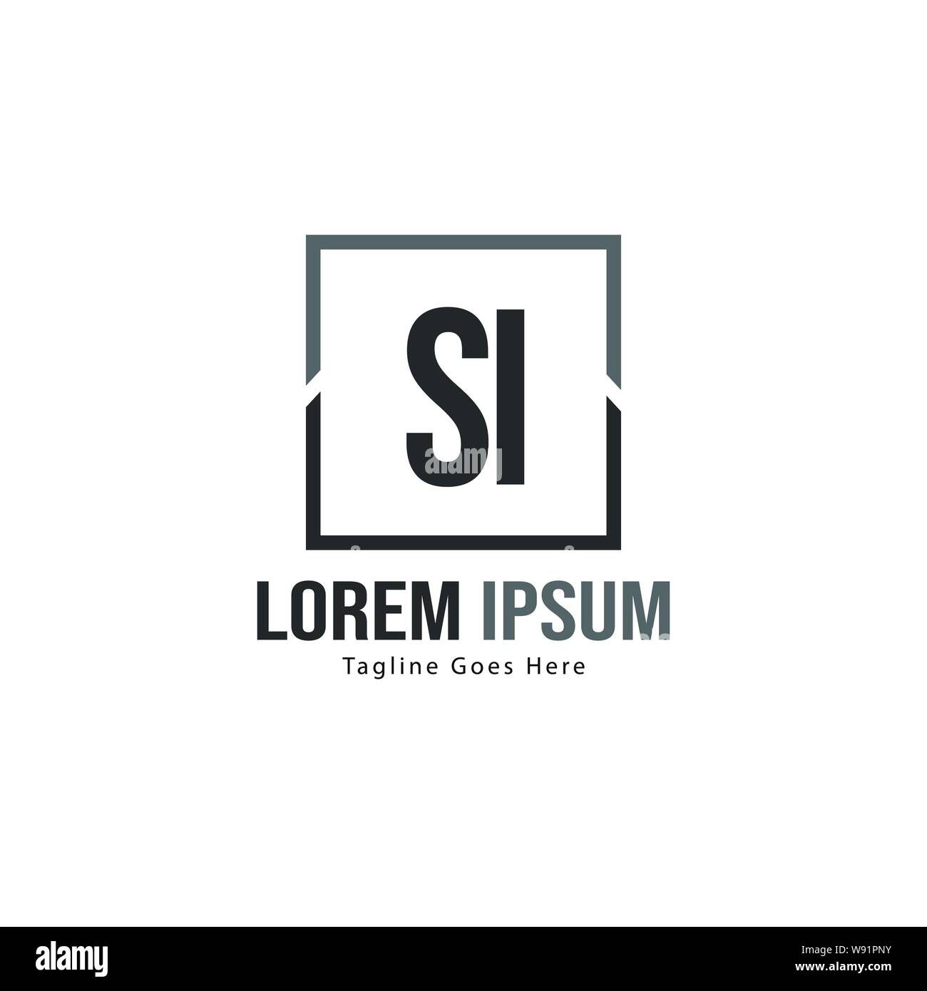 Initial SI logo template with modern frame. Minimalist SI letter logo ...