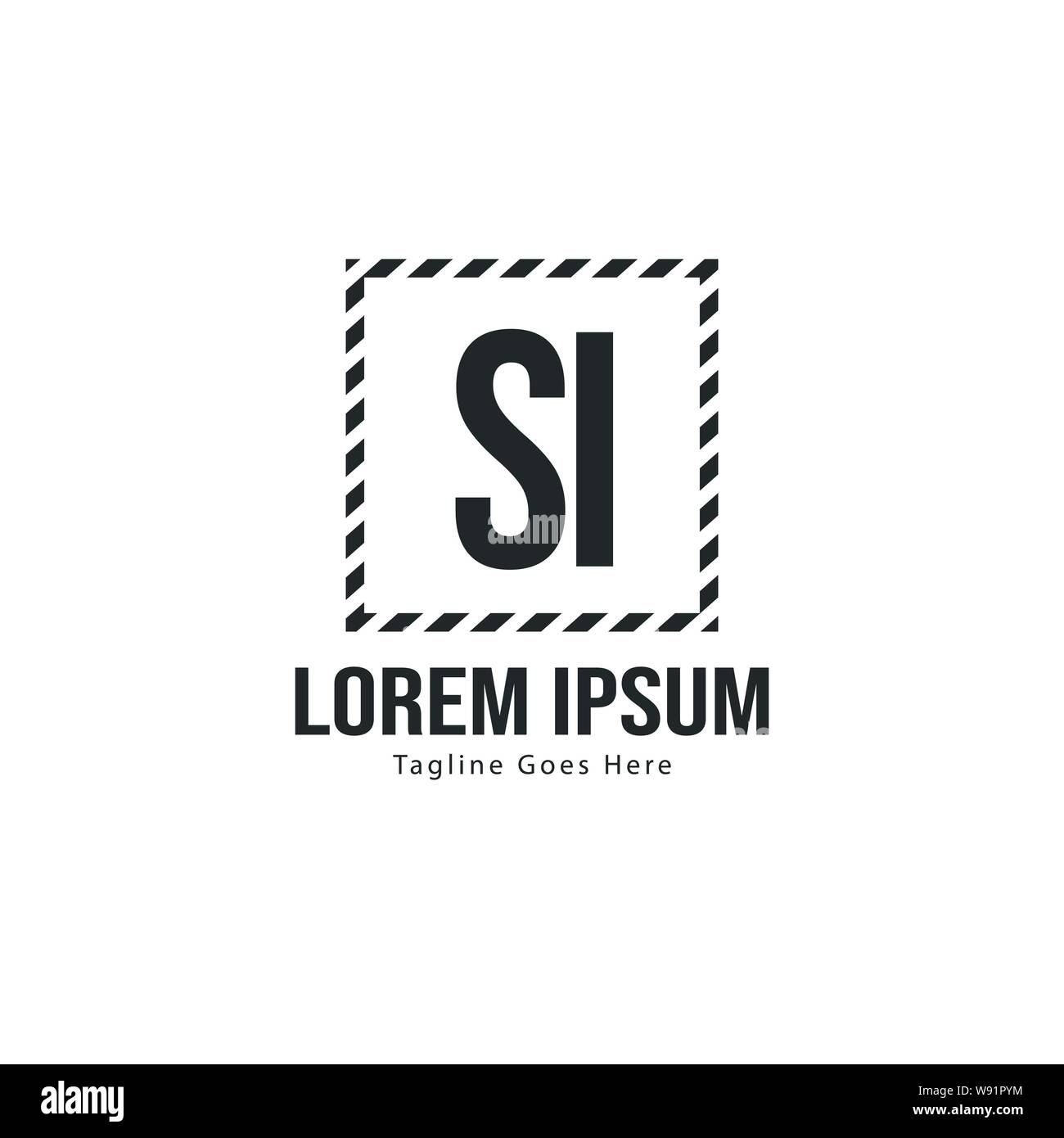 Initial SI logo template with modern frame. Minimalist SI letter logo ...