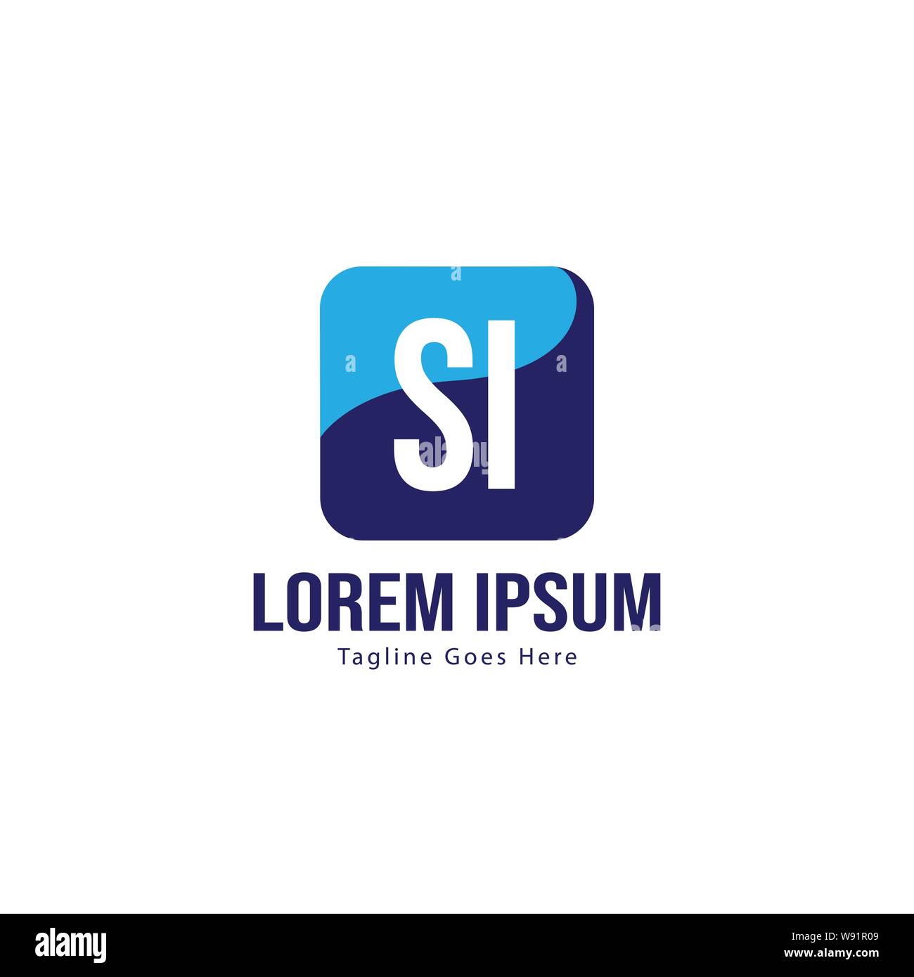 Initial SI logo template with modern frame. Minimalist SI letter logo ...