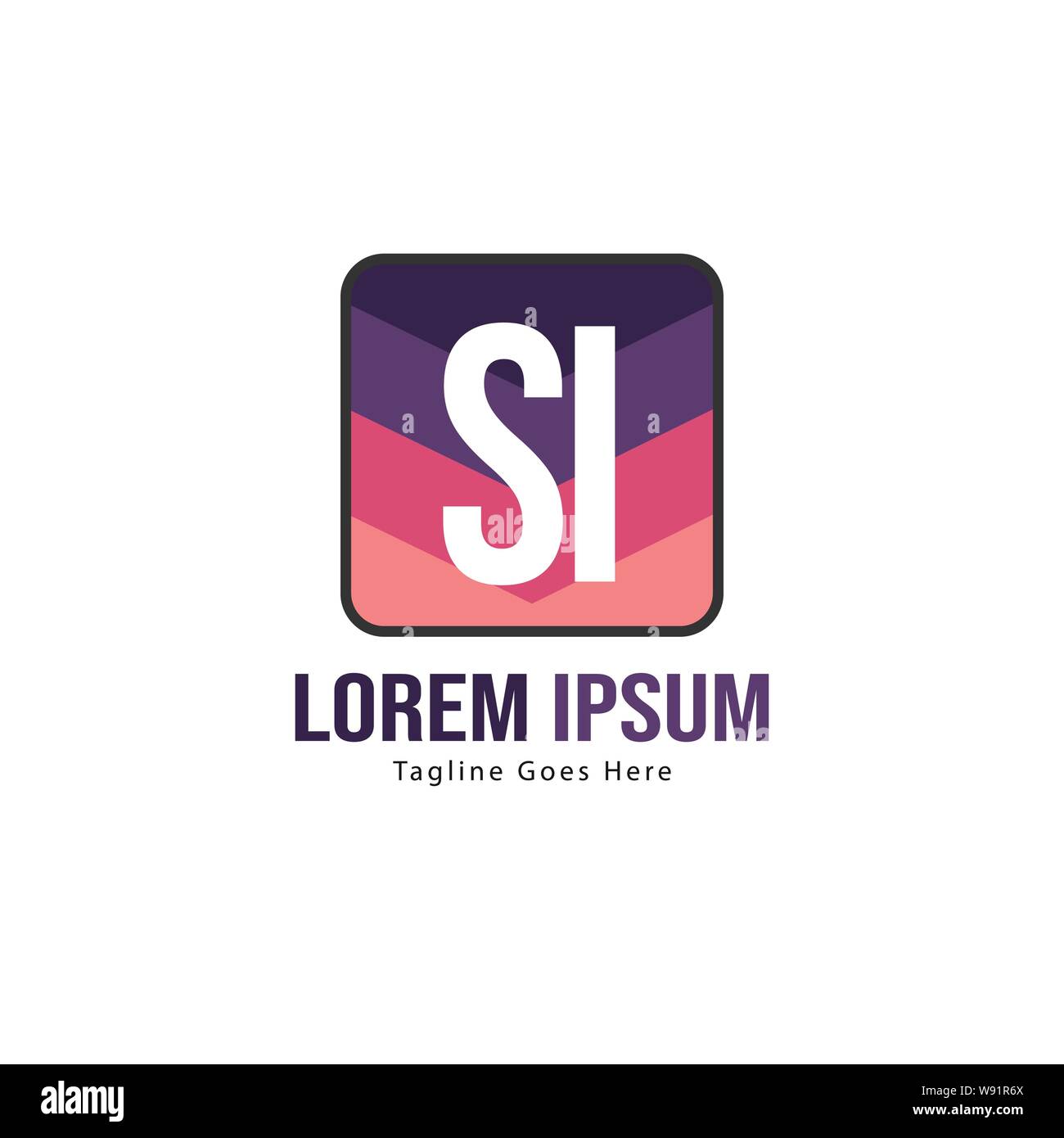 Initial SI logo template with modern frame. Minimalist SI letter logo ...