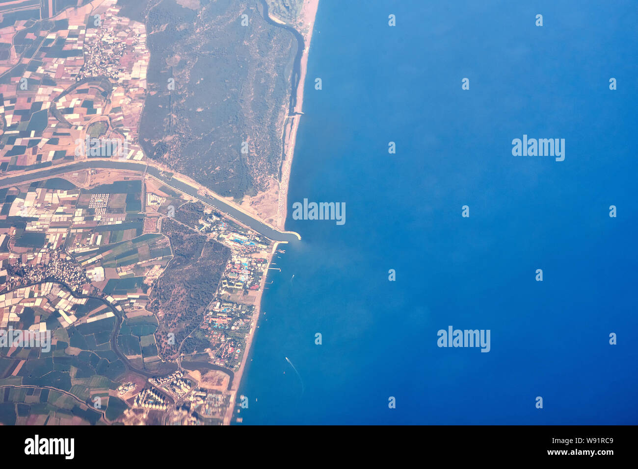 Aerial view of sea coast and city Stock Photo - Alamy