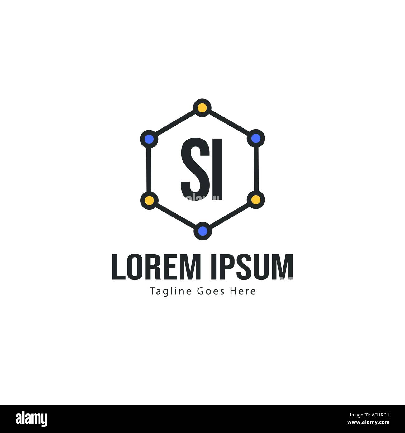 Initial SI logo template with modern frame. Minimalist SI letter logo ...