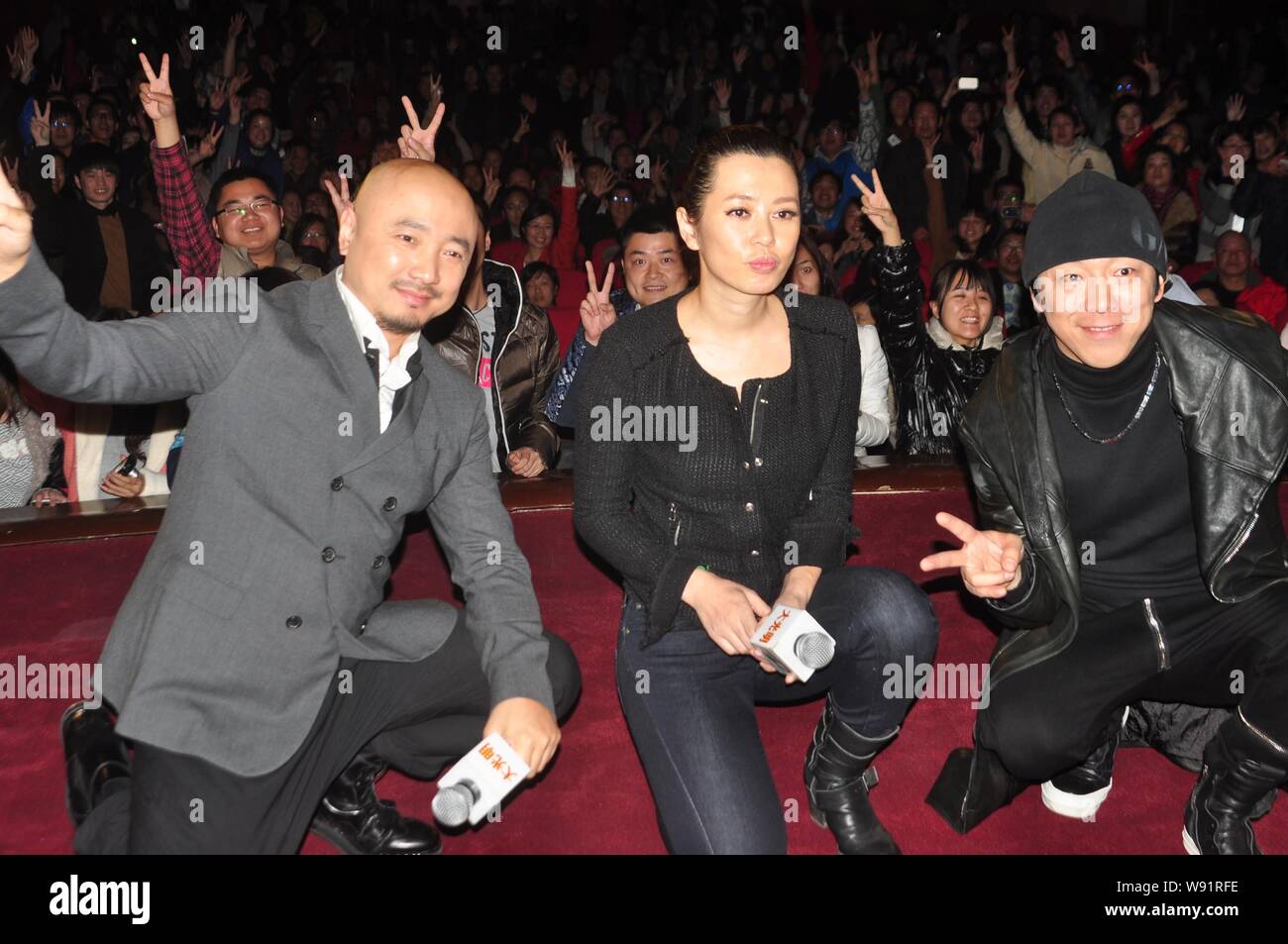 (From left) Chinese actor Xu Zheng, actress Yu Nan and actor Huang Bo ...