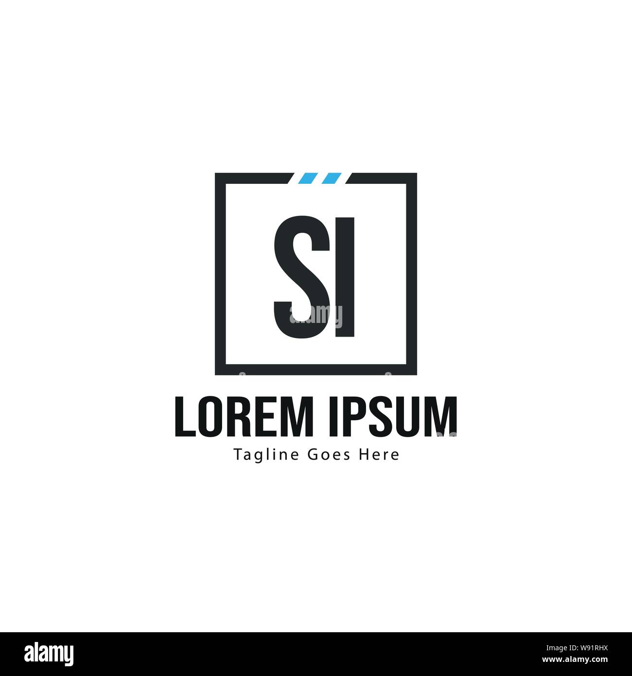 Initial SI logo template with modern frame. Minimalist SI letter logo ...