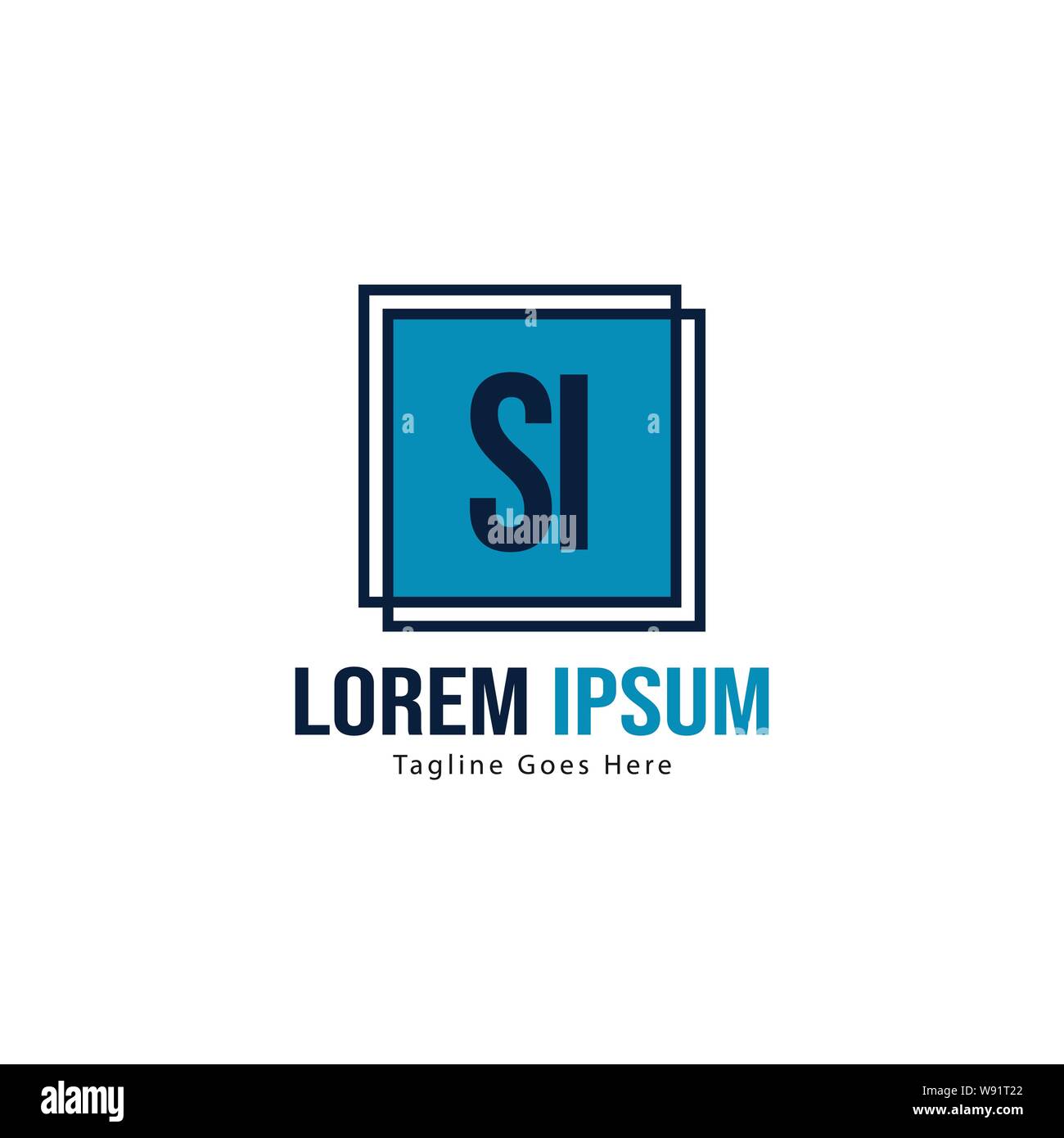 Initial SI logo template with modern frame. Minimalist SI letter logo ...