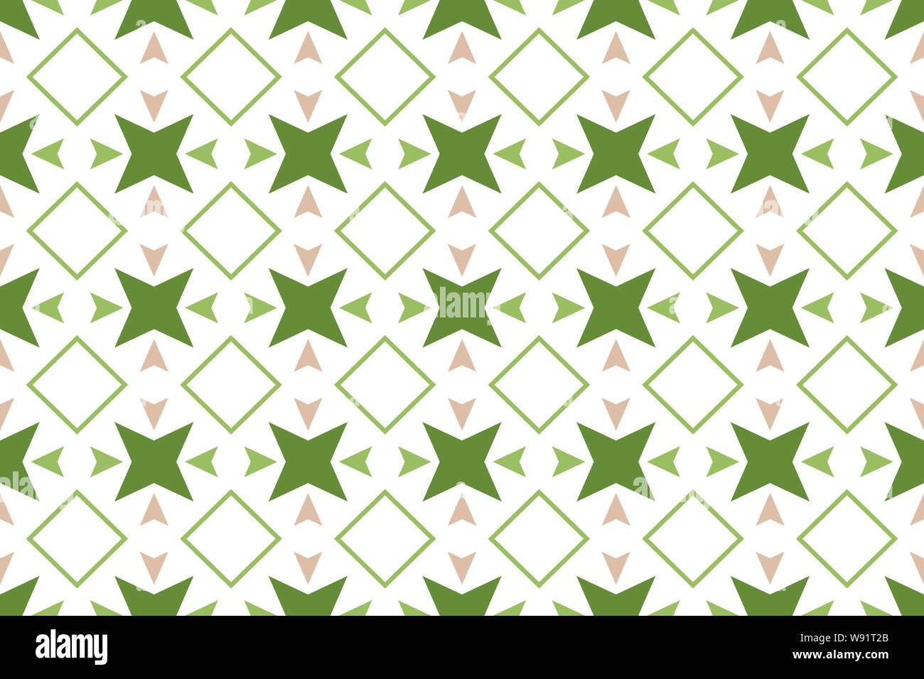 Seamless pattern. White background and shaped four pointed stars ...