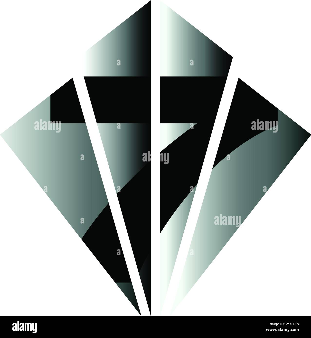 Number seven black inside a diamond or art deco fan shape Stock Vector ...