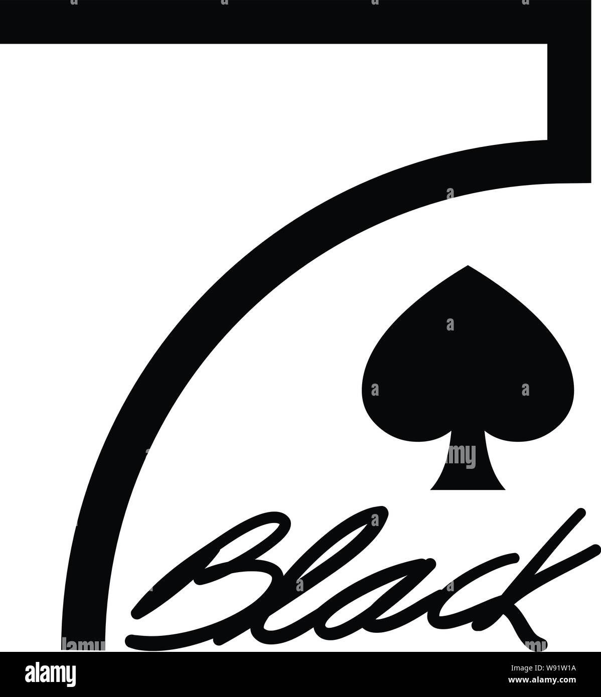 Black seven of diamonds with a stylized font a diamond & the word ...