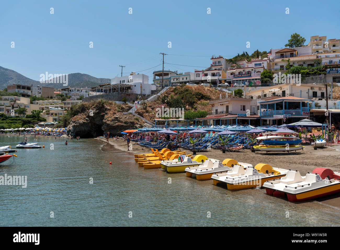 Bali, Crete, Greece. June 2019. An overview of the small Cretan seaside ...